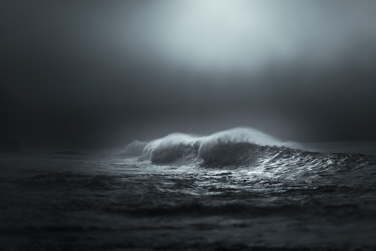 Moody image of waves in fog | George Karbus Photography
